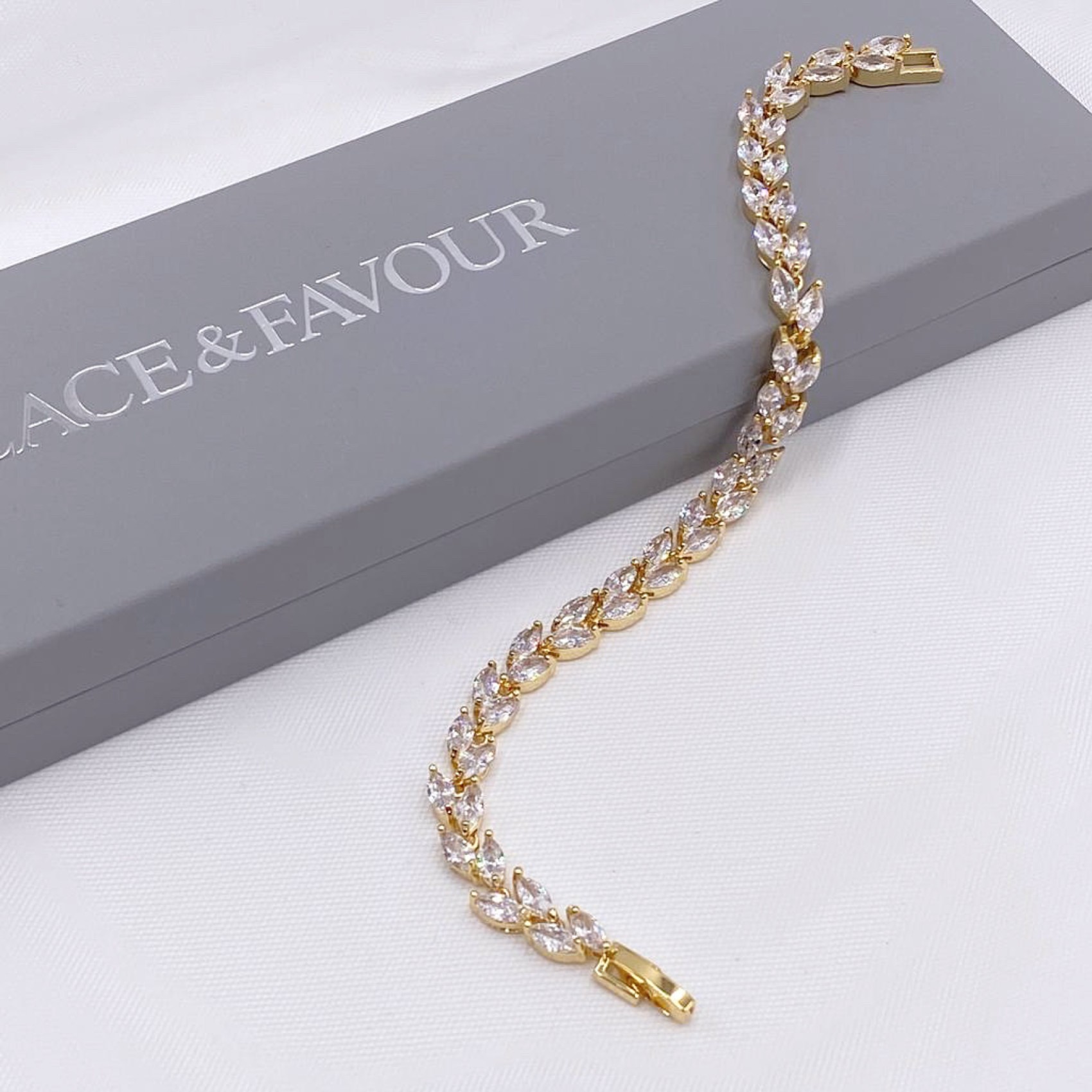 Amara Gold Crystal Vine of Leaves Bracelet