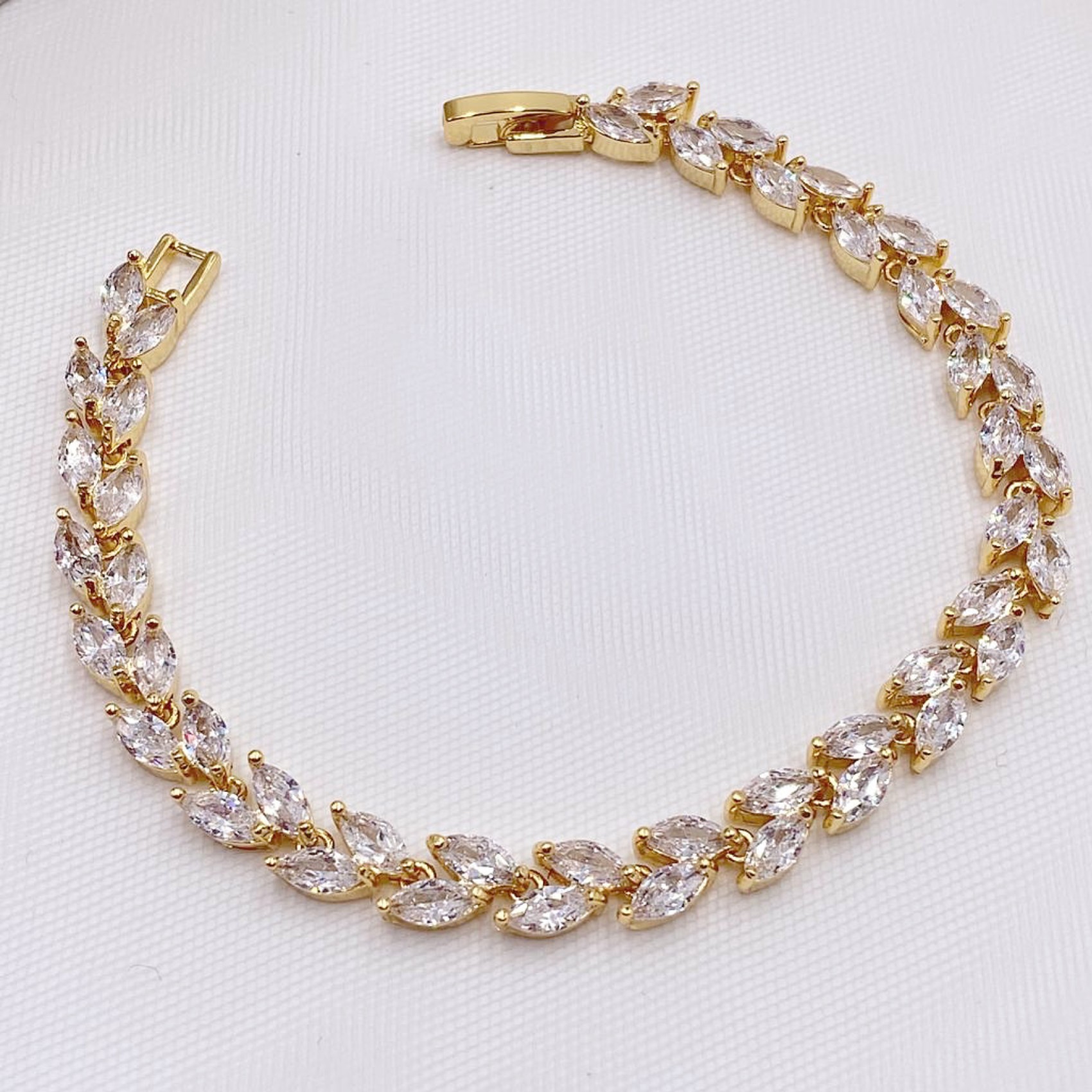 Amara Gold Crystal Vine of Leaves Bracelet
