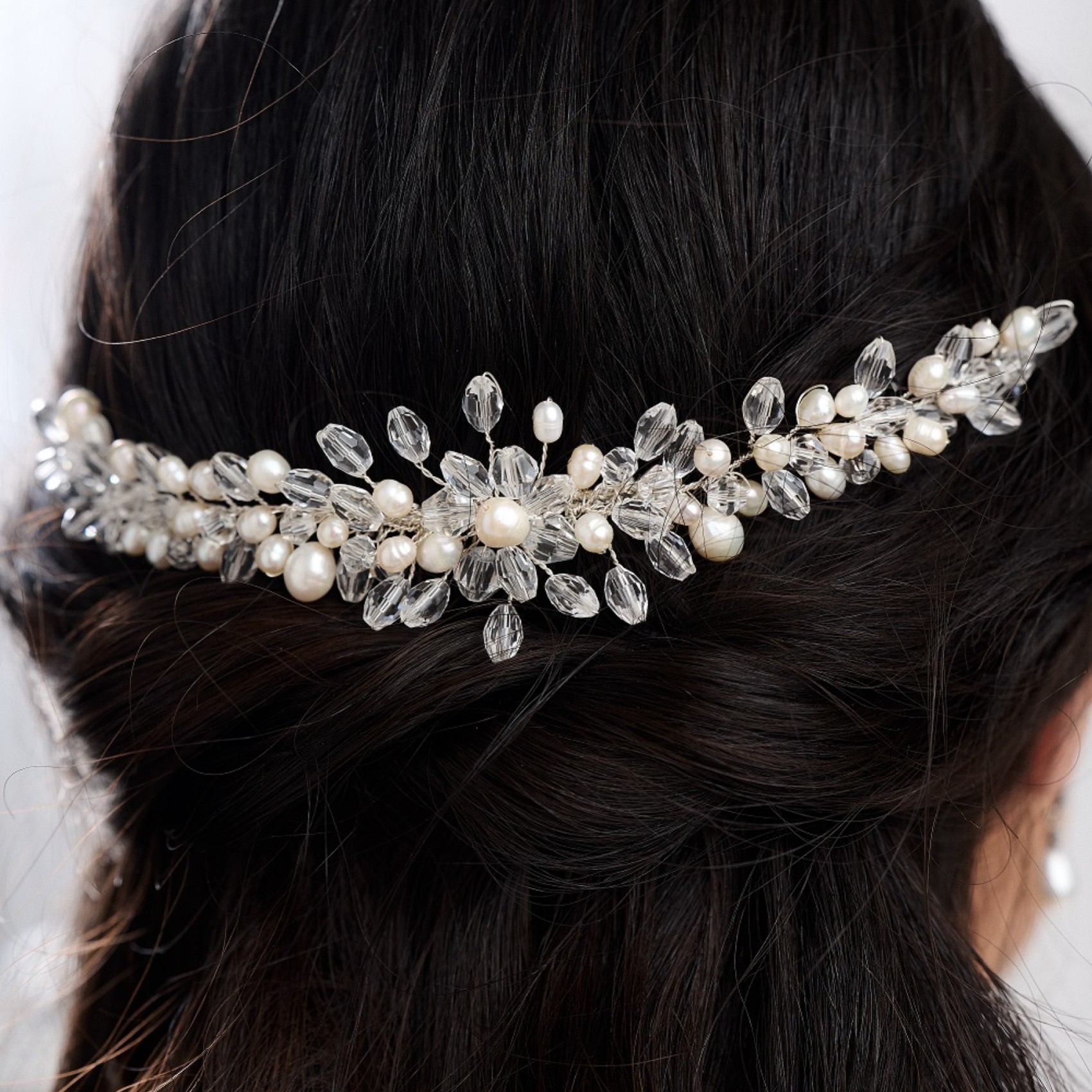 Annie Clustered Pearl and Crystal Bridal Headpiece