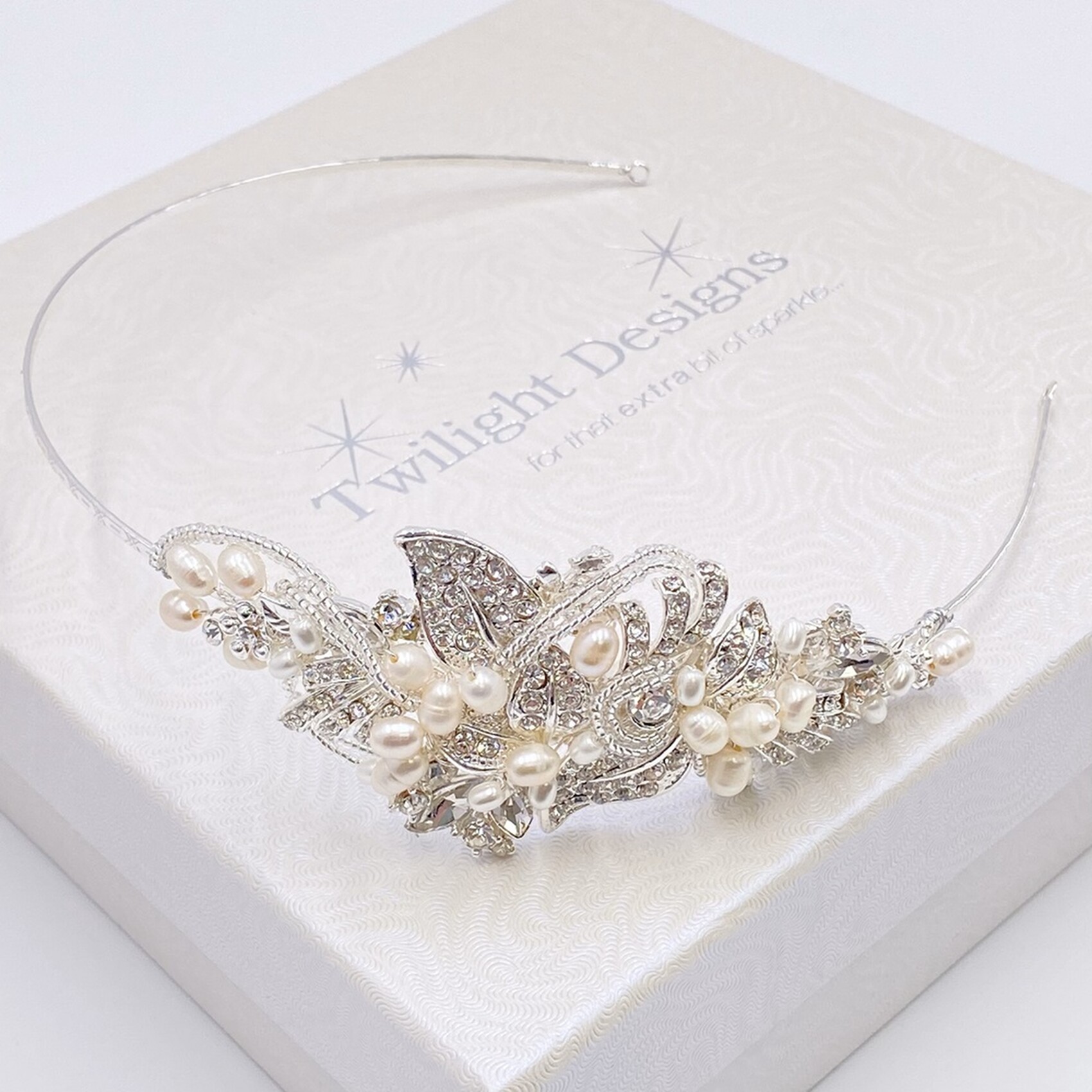 Edith Vintage Pearl and Diamante Bridal Side Headband