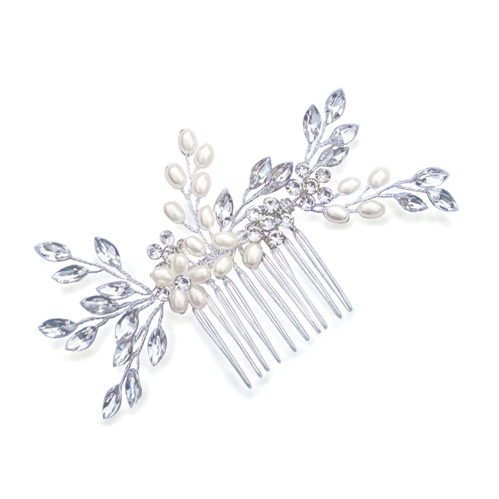 Ivory And Co Silver Shimmer Dainty Crystal And Pearl Hair Comb