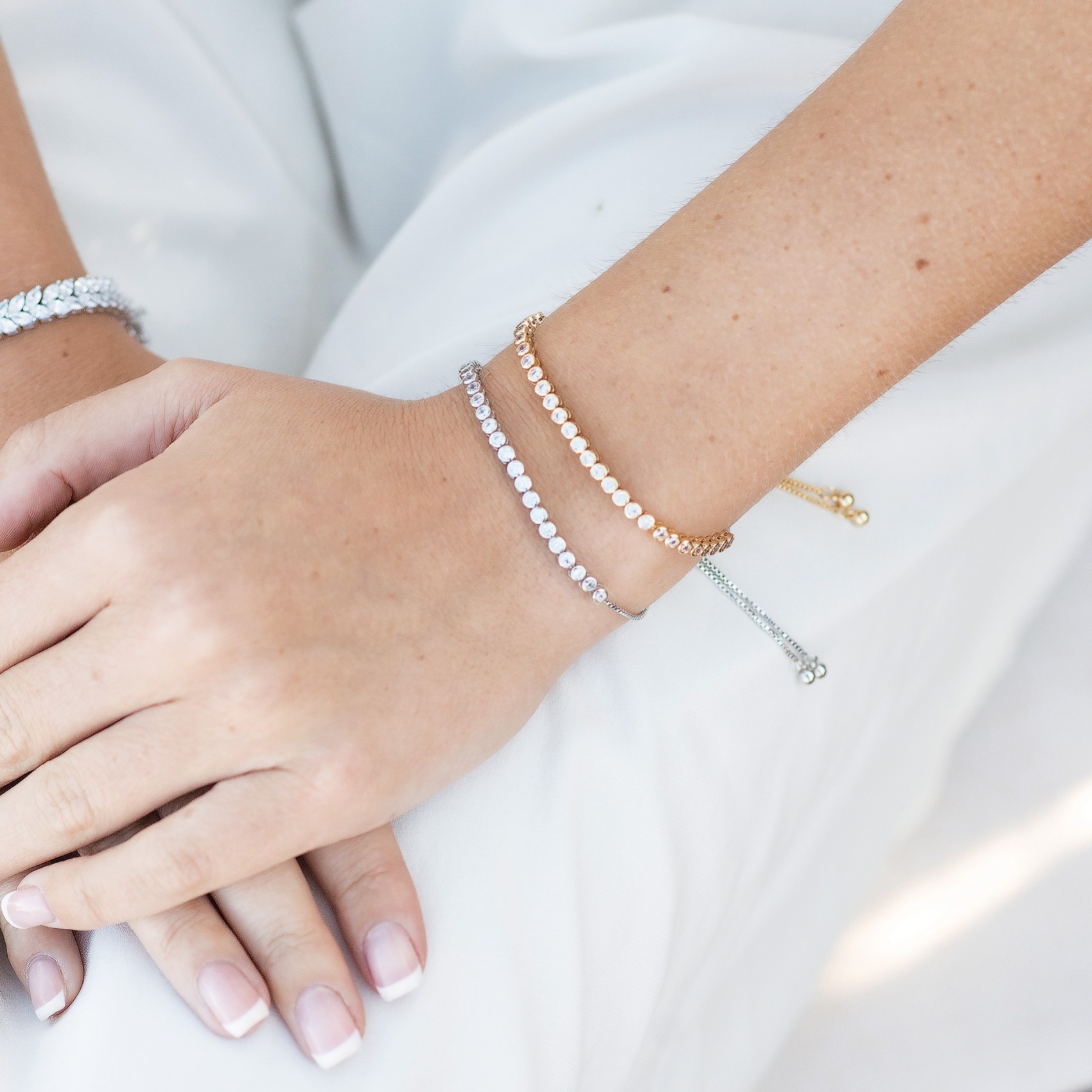 Ivory and Co Tivoli Gold Dainty Crystal Toggle Bracelet