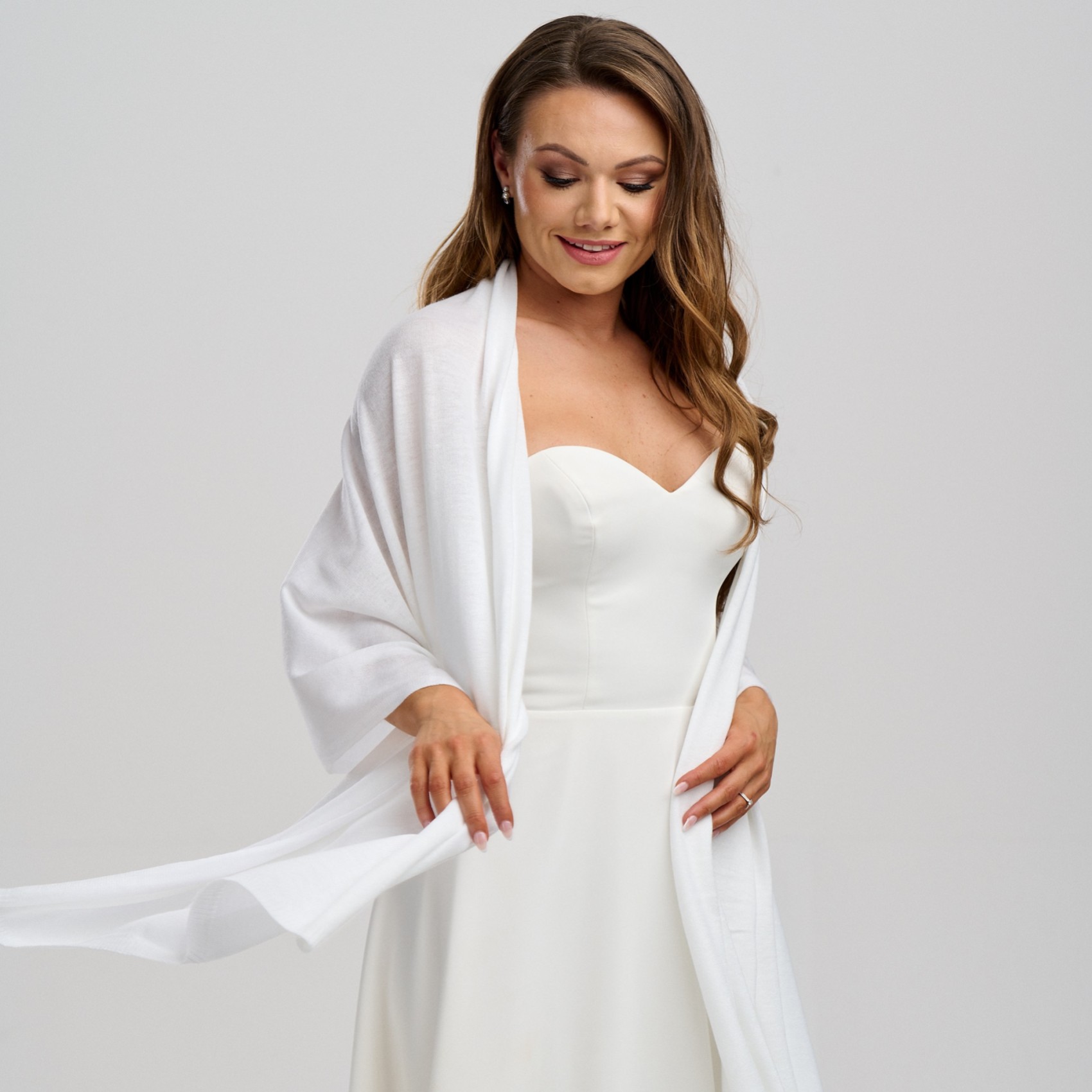 Maria Ivory Fine Knitted Slim Wedding Stole