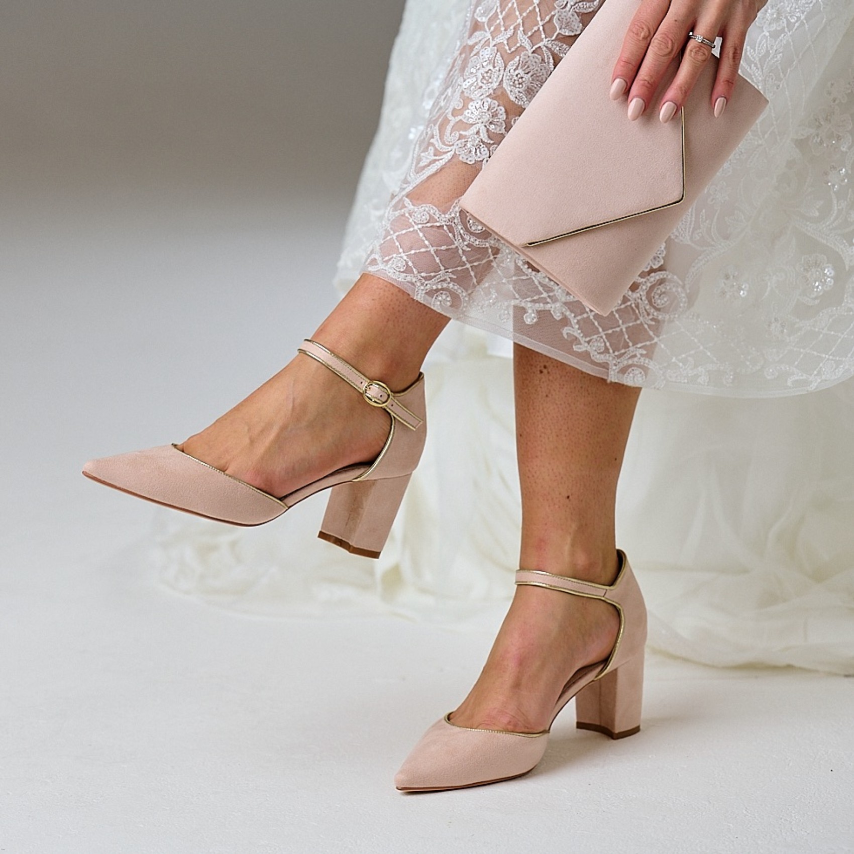 Perfect Bridal Bea Blush Suede Envelope Clutch Bag 