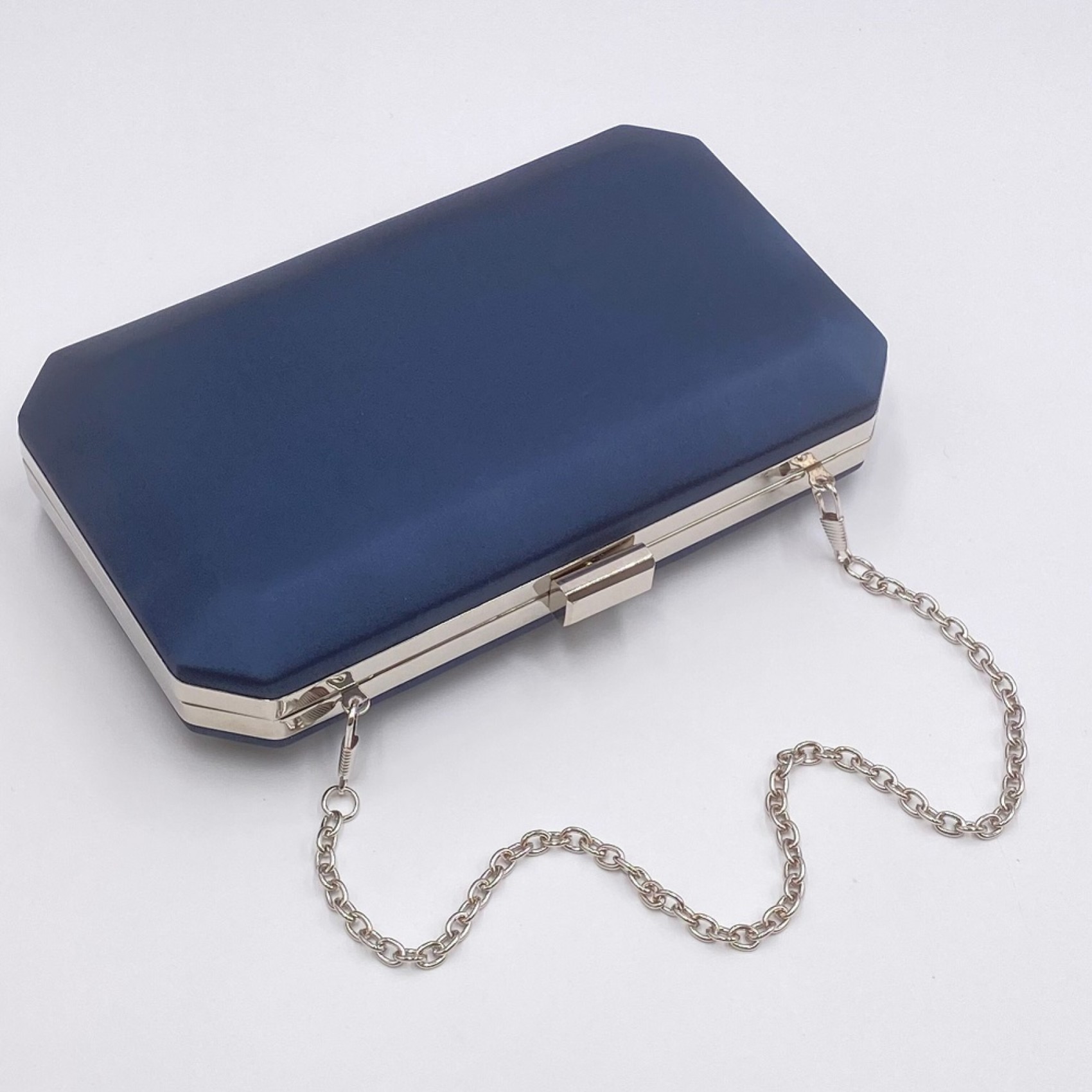 Perfect Bridal Ebony Navy Satin Box Clutch Bag